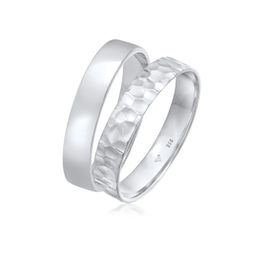 Kuzzoi Herren &raquo; Ring Set Basic Geh&auml;mmert 925 Silber&laquo; silber