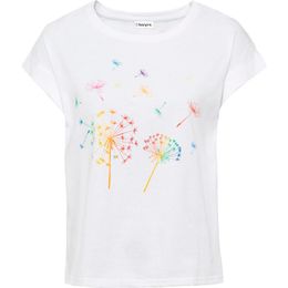 bonprix Damen bonprix T-Shirt bequeme Passform, Kurzarm-Design, aus Baumwolle wei&szlig; 40/42 (M)