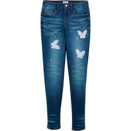 bonprix Kinder bonprix Skinny-fit-Jeans Skinny-fit-Passform, aus Baumwolle, Polyester und Elasthan blau 158, N-Gr