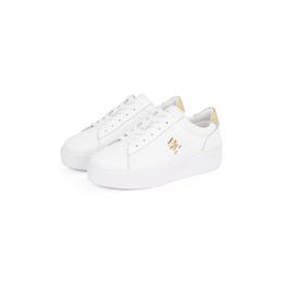 Tommy Hilfiger Damen Plateausneaker &raquo;PLATFORM COURT SNEAKER METALLICS&laquo; , Freizeitschuh, Halbschuh, Schn&uuml;rschuh mit TH-Logo wei&szlig; 40