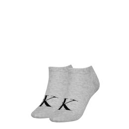 Calvin Klein Jeans Damen Sneakersocken &raquo;CKJ WOMEN SNEAKER MONOGRAM&laquo; 2 Paar, Rippenb&uuml;ndchen, Logostickerei vorn grau 39-42