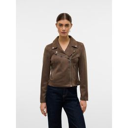 V&eacute;ro Moda Vero Moda Damen &raquo;VMJOSE SHORT FAUX SUEDE JACKET GA NOOS&laquo; mit asymetrischem Rei&szlig;verschluss braun S