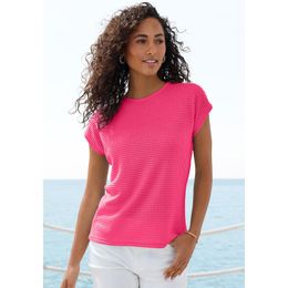 Vivance Damen Kurzarmshirt &raquo;aus b&uuml;gelfreiem Waffelstrick&laquo; pink 36/38