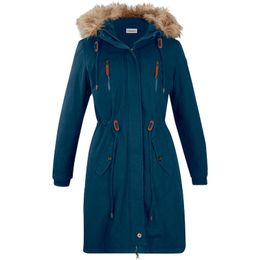 bonprix Damen bonprix Parka mit Kapuze Regular Fit, mit Kapuze mit Fellimitat, mit Stehkragen blau 38