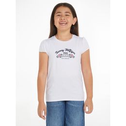 Tommy Hilfiger M&auml;dchen T-Shirt &raquo;FLOWER PUFF PRINT REG TEE SS&laquo; Kinder bis 16 Jahre mit Markenprint wei&szlig; 6 (116)