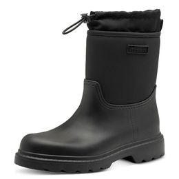 Tamaris Damen Gummistiefel , Blockabsatz, Boots mit Textileinsatz am Schaftrand 36
