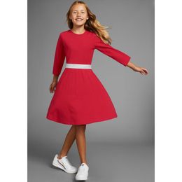 Kidsworld M&auml;dchen Kidsworld Skaterkleid &raquo;mit Glitzerband&laquo; festlich, kniefrei, 3/4-&Auml;rmel, aus Baumwollmischung rot 140/146, N-Gr