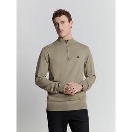 NO EXCESS Herren NO EXCESS Rundhalspullover &raquo; Sweatshirt mit halbem Rei&szlig;verschluss&laquo; gr&uuml;n L