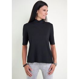 Seidel Moden Damen Stehkragenshirt im h&uuml;ftlangen Schnitt, MADE IN GERMANY schwarz 50