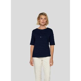 Rabe Damen Rundhalsshirt im Crinkle-Look und mit Kordelzug blau 38