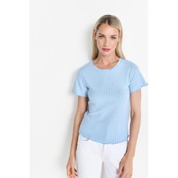 Richroyal Damen RICHROYAL Kurzarmshirt Mit gewelltem Saum an Rumpf und &Auml;rmeln blau M