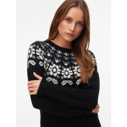 V&eacute;ro Moda Vero Moda Damen Strickpullover &raquo;VMSIMONE LS NORDIC PULLOVER GA REP BOO&laquo; schwarz S