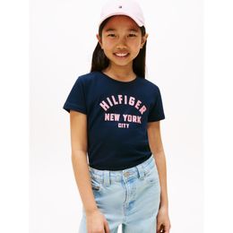 Tommy Hilfiger M&auml;dchen T-Shirt &raquo;HILFIGER GRAPHIC T-SHIRT&laquo; f&uuml;r Kinder bis 16 Jahre, mit gro&szlig;em Druck blau 4 (104)