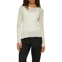 Qs Damen QS Longsleeve mit metallisierten Fasern beige XXL