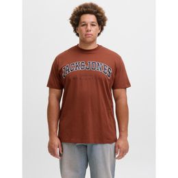 Jack & Jones PlusSize Jack & Jones Plussize Herren Jack & Jones PlusSize T-Shirt &raquo;JJECALEB VARSITY TEE SS O-NECK NOOS PLS&laquo; mit Logobranding rot 4XL