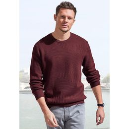 John Devin Herren Strickpullover Pullover aus weichem Strukturstrick rot S (44/46)