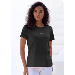 Copenhagen Studios Damen T-Shirt &raquo;mit dezentem Logoprint vorn&laquo; aus softer Jersey-Qualit&auml;t mit Bio-Baumwolle schwarz L (40)