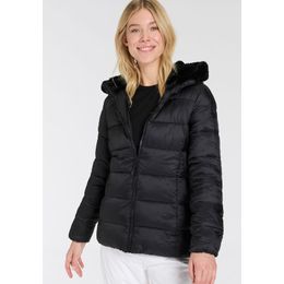CMP Damen CMP Steppjacke mit Kapuze gl&auml;nzend schwarz 42