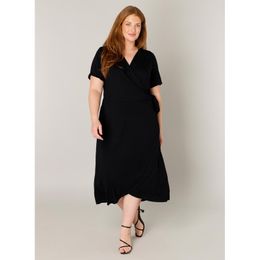 Base Level Curvy Damen Wickelkleid &raquo;Abbie&laquo; Weich flie&szlig;ende Viskose-Mischqualit&auml;t schwarz 46, N-Gr