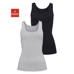 H.I.S. H.I.S Damen Unterhemd 2er-Pack, aus elastischer Baumwoll-Qualit&auml;t, Tanktop, Unterziehshirt grau 32/34, N-Gr