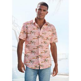 Beach Time Beachtime Herren Hawaiihemd &raquo;Regular fit&laquo;, Kurzarm, Freizeithemd mit Palmenprint, reine Baumwolle rosa M (39/40), N-Gr