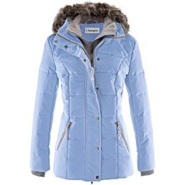 bonprix Damen bonprix Winterjacke &raquo;Winterjacke in 2-in1 Optik&laquo; mit Kapuze mit 2-in-1 Optik, mit integriertem Fleeceeinsatz, Slim fit Passform blau 48