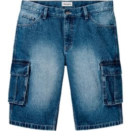 bonprix Herren bonprix Bermudas aus Baumwolle und Elasthan, Relaxed Fit, Cargo-Jeans-Design blau 58, N-Gr
