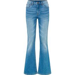 bonprix Damen bonprix Schlagjeans Regular Fit, mit Stretch-Anteil, aus Baumwollmischung blau 52, N-Gr