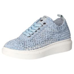 Mustang Shoes Damen Sneaker , Plateausneaker, Schn&uuml;rschuh mit Keilabsatz blau 37