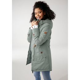 Kangaroos Damen Kangaroos Winterjacke mit Kapuze mit Fleece-F&uuml;tterung gr&uuml;n 48