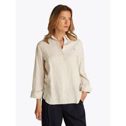 Tommy Hilfiger Damen Hemdbluse &raquo;ESS LINEN RELAXED SHIRT&laquo; mit Logostickerei,k&uuml;hlendes Premium Leinen beige 34