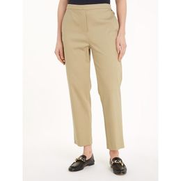 Tommy Hilfiger Damen Chinohose mit Logostickerei, elastische Pull On Pants beige 36, N-Gr