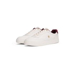 Tommy Hilfiger Damen Plateausneaker &raquo;ESSENTIAL ELEVATED COURT SNEAKER&laquo; , Freizeitschuh, Halbschuh, Schn&uuml;rer mit Ziern&auml;hten und Kontrastbesatz wei&szlig; 39