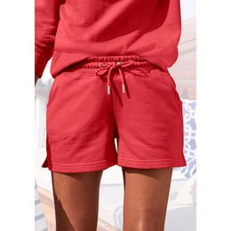 H.I.S. H.I.S Damen Sweatshorts im maritimen Stil, Loungewear, Loungeanzug rot 36/38, N-Gr