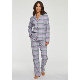 Vivance Dreams Damen Pyjama 2 tlg. aus kuschelig weichem Flanell lila 32