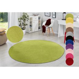 Hanse Home Teppich &raquo;Fancy&laquo; rund 7 mm H&ouml;he Kurzflor, Weich, Einfarbig, Wohnzimmer, Schlafzimmer, Esszimmer gr&uuml;n Kunstfaser