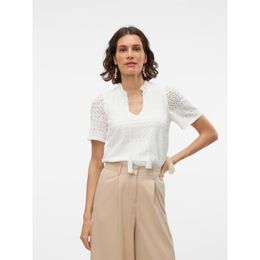V&eacute;ro Moda Vero Moda Damen Spitzenshirt &raquo;VMHONEY LACE S/S TASSEL TOP WVN GA&laquo; wei&szlig; XS