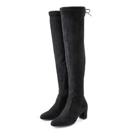 Lascana Damen Lascana Slouchy Boots,Langschaft Stiefel,Schlupf-Boot, weiches Stretchmaterial schwarz 41, Varioschaft