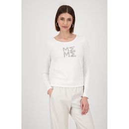 monari Damen Langarmshirt &raquo;Shirt Rippe + Schmuck&laquo; Mit Rundhalsausschnitt wei&szlig; 42