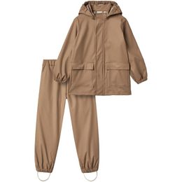 Wheat Jungen Wheat &raquo;Rainwear Ola Set&laquo; Set, 2 Stk. tlg. mit Kapuze mit passender Regenhose, wasserdicht und schmutzabweisend braun 152