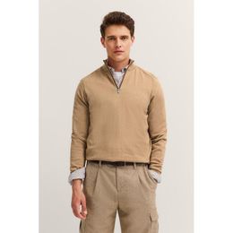 Bugatti Herren Bugatti Troyer &raquo;Regular Fit&laquo; aus Baumwolle-Kaschmir mit Rei&szlig;verschluss beige 3XL