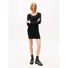 Tommy Jeans Damen Jerseykleid &raquo;TJW IRREGULAR RIB MINI DRESS&laquo; in gerippter Struktur schwarz XL (42), N-Gr