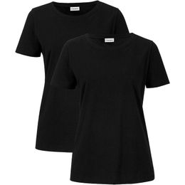 bonprix Damen bonprix T-Shirt Packung, 2 Stk. lockere Passform, Kurzarm, Rundhalsausschnitt, aus Baumwolle schwarz 36/38 (S)