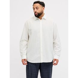 Jack & Jones PlusSize Jack & Jones Plussize Herren Jack & Jones PlusSize Langarmhemd &raquo;JJEBREEZE LINEN BLEND SHIRT L/S SN PLS&laquo; mit auff&auml;lliger Knopfleiste 3XL, N-Gr