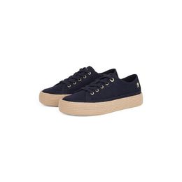 Tommy Hilfiger Damen Plateausneaker &raquo;VULC ESPADRILLE SNEAKER&laquo; , Freizeitschuh, Halbschuh, Schn&uuml;rer mit bastbezogenem Plateau blau 41