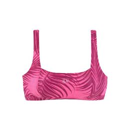active by Lascana Lascana Active Damen LASCANA ACTIVE Bustier-Bikini-Top &raquo;Coal&laquo; im Mustermix aus Palmen und Streifen rot 38, Cup C/D
