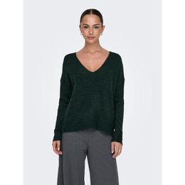 Jacqueline de Yong Jdy Damen JDY V-Ausschnitt-Pullover &raquo;JDYELANORA L/S V-NECK PULLO. KNT NOOS&laquo; mit leicht &uuml;berschnittenen Schultern gr&uuml;n L