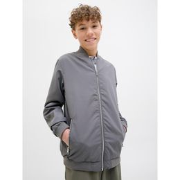 Jack & Jones Jack & Jones Junior Herren Bomberjacke &raquo;JJERUSH windabweisend und pflegeleicht&laquo; ohne Kapuze unifarben, modisch, regular fit, Web, Stehkragen grau 128