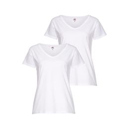 Fruit of the Loom Damen Fruit of the Loom V-Shirt &raquo;Lady-Fit Valueweight V-Neck&laquo; Packung, 2er-Pack, 2 Stk. wei&szlig; L (40)