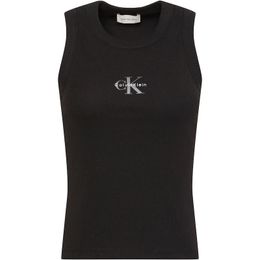 Calvin Klein Jeans Damen Tanktop &raquo;MONOGRAM RIB TANK&laquo; Figurbetonte Passform mit Rundhalsausschnitt M (40)